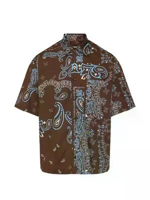 Moncler Paisley Cotton Short-sleeve Shirt - Brown