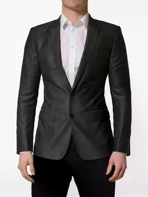 Dolce & Gabbana Dark Gray Wool Slim Fit Coat Jacket - Grey