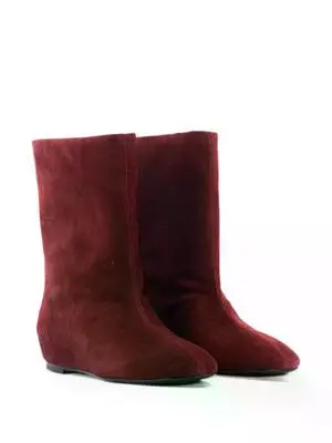 PAUL WARMER Shorty Suede Ankle Boots - Red