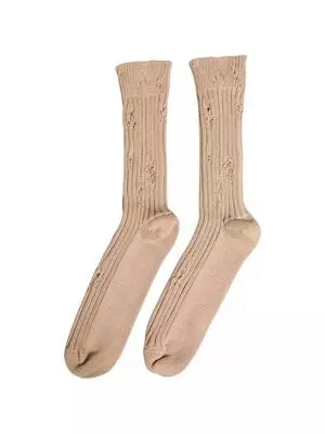 Dolce & Gabbana Distressed Ribbed-knit Socks