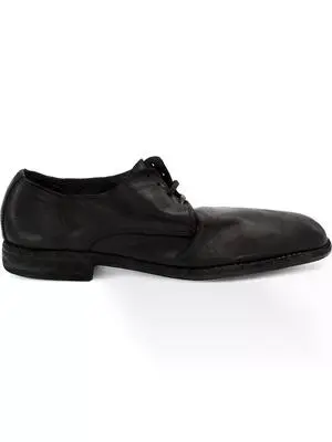 Guidi Distressed Derby Shoes - Black