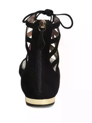 AQUAZZURA Lace-up Suede Flat Pumps