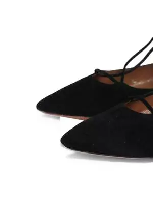 AQUAZZURA Lace-up Suede Flat Pumps