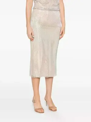 Marella Rhinestone-embellished Mesh-overlay Midi Skirt