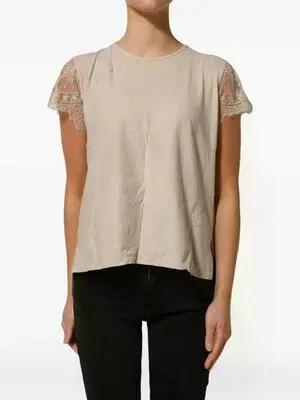 PINK MEMORIES Lace-trim Round-neck T-shirt