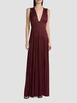 Ulla Johnson Tasneem Pleated Satin Gown - Claret