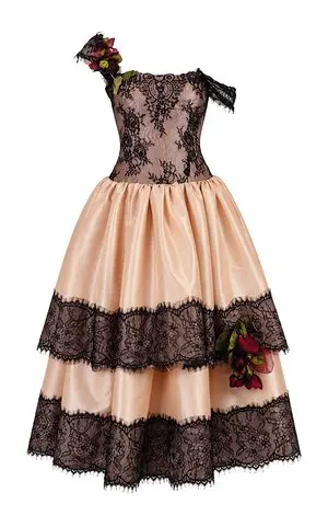 SALMA OSMAN Exclusive Lace Bustier Tiered Gown - Multi