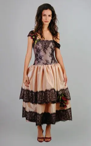 SALMA OSMAN Exclusive Lace Bustier Tiered Gown