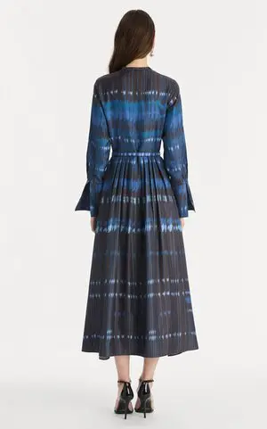 Oscar De La Renta Abstract Houndstooth Silk-twill Midi Dress