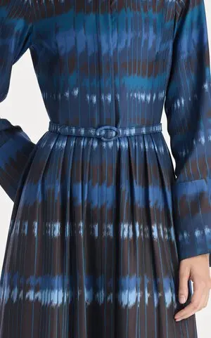 Oscar De La Renta Abstract Houndstooth Silk-twill Midi Dress