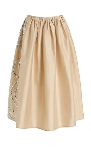 Chan Luu Techno Taffeta Million Pleats Maxi Skirt - Neutral