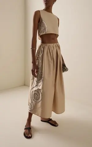 Chan Luu Techno Taffeta Million Pleats Maxi Skirt