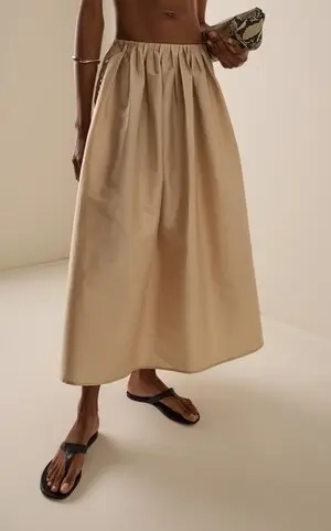 Chan Luu Techno Taffeta Million Pleats Maxi Skirt