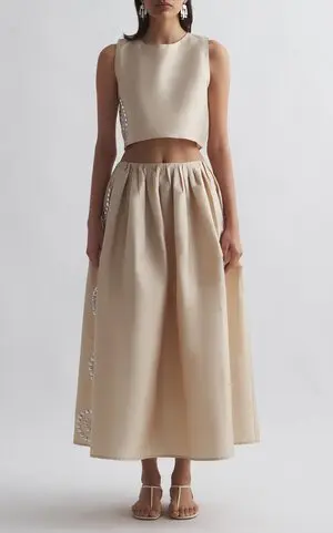 Chan Luu Techno Taffeta Million Pleats Maxi Skirt