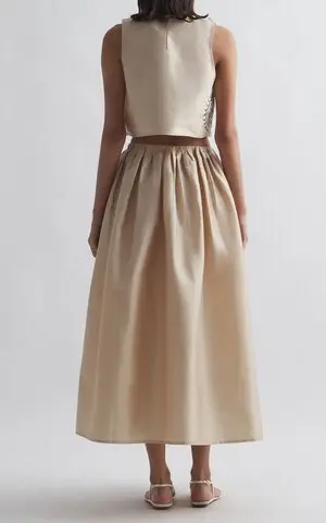 Chan Luu Techno Taffeta Million Pleats Maxi Skirt
