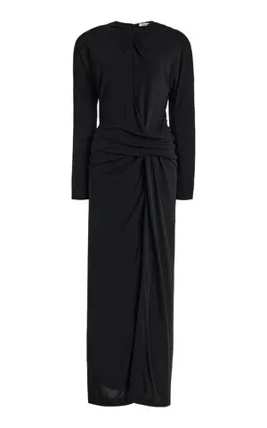 THE ROW Artia Draped Jersey Midi Dress - Black