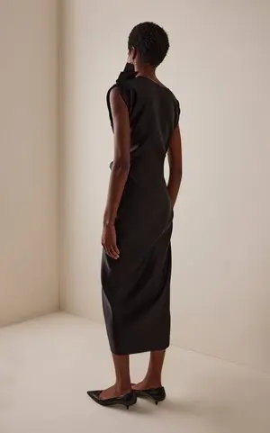 THE ROW Erton Frayed Silk-satin Midi Dress