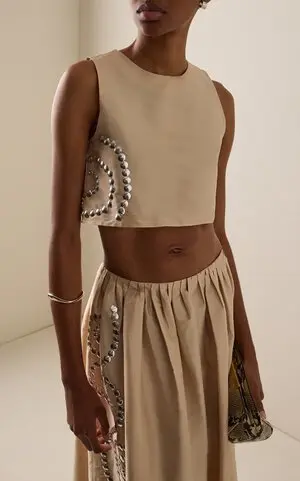 Chan Luu Techno Taffeta Studded Tank Top