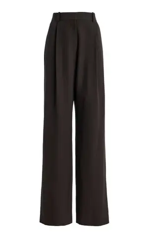 THE ROW Lowe Pleated Wool Pants - Grey