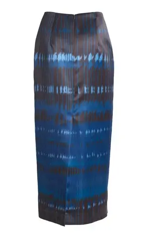 Oscar De La Renta Abstract Houndstooth Sateen Midi Pencil Skirt