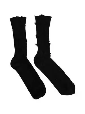 Dolce & Gabbana Distressed Ribbed-knit Socks - Black