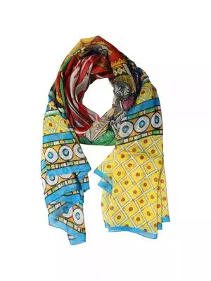 Dolce & Gabbana Multicolor Silk Printed Shawl Stole Scarf