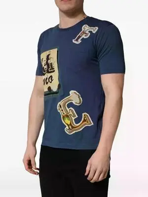 Dolce & Gabbana Navy Cotton Graphic Crew-neck T-shirt - Blue