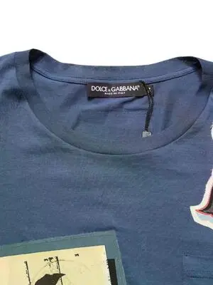 Dolce & Gabbana Navy Cotton Graphic Crew-neck T-shirt