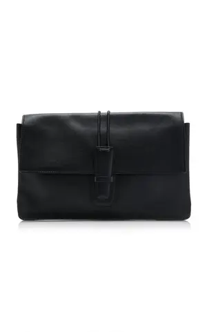 THE ROW Therese Leather Clutch - Black