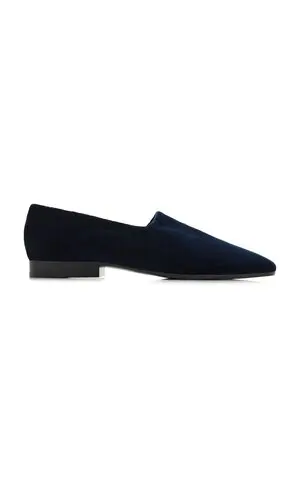 THE ROW Safi Velvet Slippers - Navy
