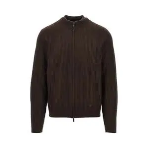 Emporio Armani Virgin Wool Knitted Cardigan - Brown