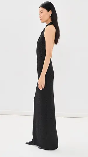 Balmain Halterneck Draped Compact Viscose Dress