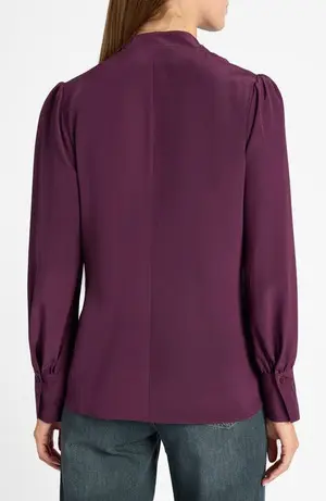 Santorelli Francis Tie Neck Blouse In Silk Crepe De Chine
