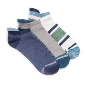 MUK LUKS 3 Pair Pack Compression Low Cut Ankle Cotton Socks - Blue