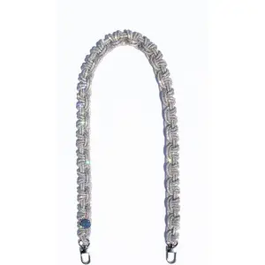 ROCKNOT 30in Petite Crown Handwoven Rhinestone Purse Strap - Crystal