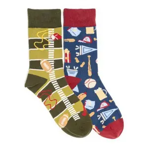 MUK LUKS 2 Pair Pack Novelty Crew Socks - Baseball/football