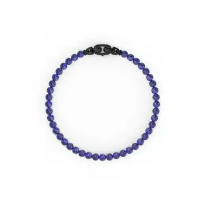 TRITON Lapis Bead Bracelet With Black Rhodium Over Sterling Silver Clasp - Blue