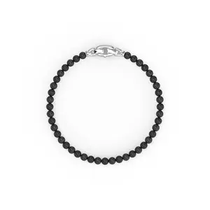 TRITON Onyx Bead Bracelet With Rhodium Over Sterling Silver Clasp - Black