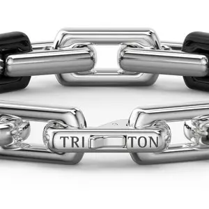TRITON Sterling Silver And Black Ceramic Link Bracelet
