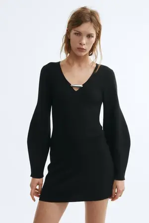 H&M Knit Dress With Metal Detail