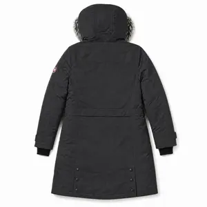 CANADA WEATHER GEAR Faux Fur Trim Hooded Long Parka - Black