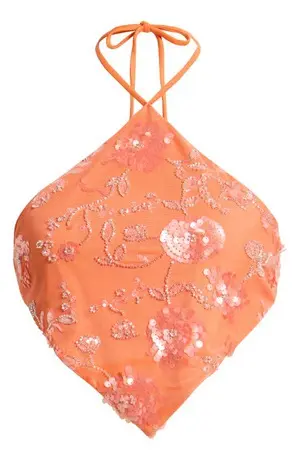 HELLO MOLLY Sunkissed Oasis Sequin Halter Top