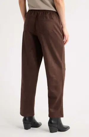 BEACHLUNCHLOUNGE Tommy Straight Leg Faux Suede Pants - Java