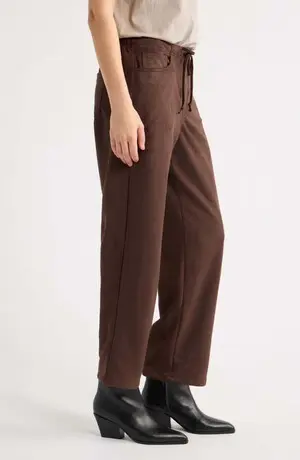 BEACHLUNCHLOUNGE Tommy Straight Leg Faux Suede Pants - Java