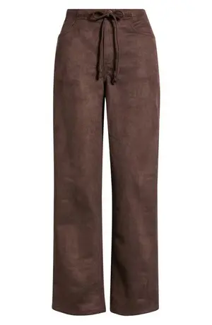 BEACHLUNCHLOUNGE Tommy Straight Leg Faux Suede Pants - Java