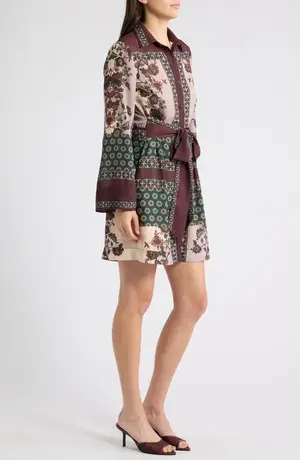 CIEBON Misty Long Sleeve Tie Waist Shirtdress