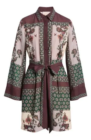 CIEBON Misty Long Sleeve Tie Waist Shirtdress