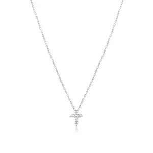 THE LOVERY FINE JEWELRY Mini Cz Cross Necklace Sterling Silver