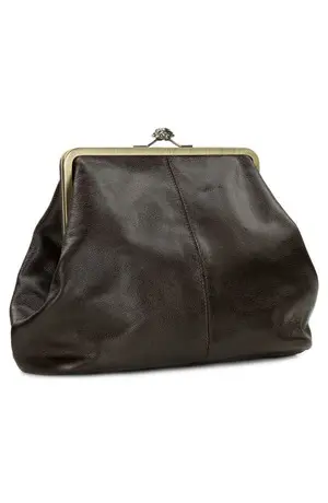PATRICIA NASH Vivienne Frame Leather Clutch - Chocolate