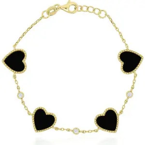 THE LOVERY FINE JEWELRY Large Heart Cz Station Bracelet - Black